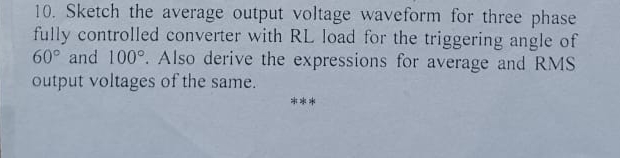 Solved Sketch the average output voltage waveform for three | Chegg.com