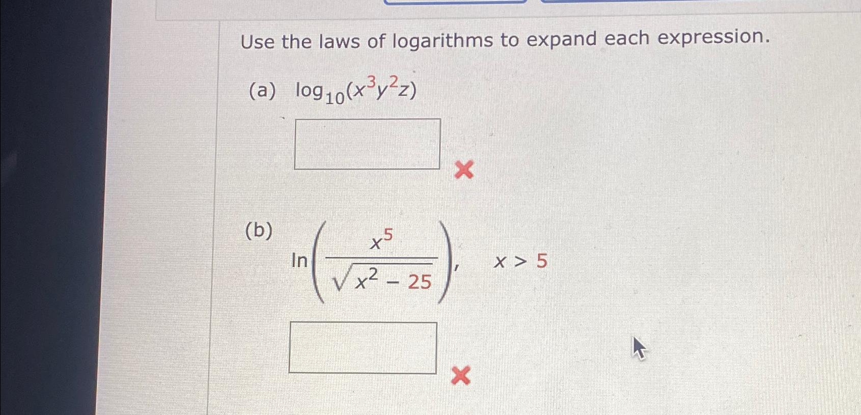 Solved Use The Laws Of Logarithms To Expand Each 