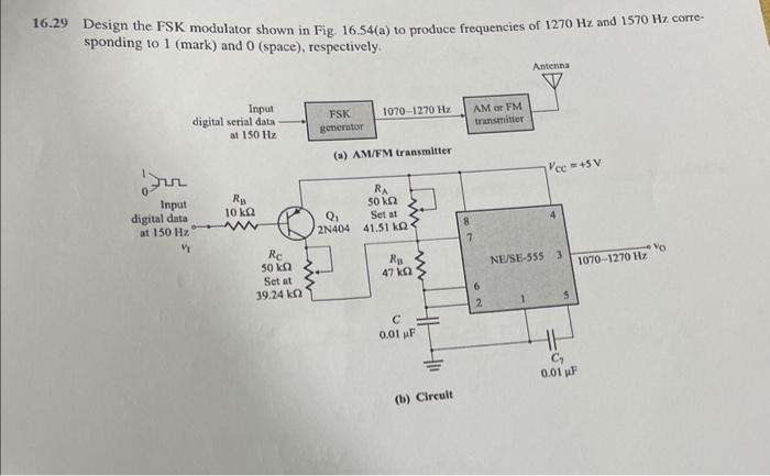 Solved 6.29 Design the FSK modulator shown in Fig. 16.54(a) | Chegg.com