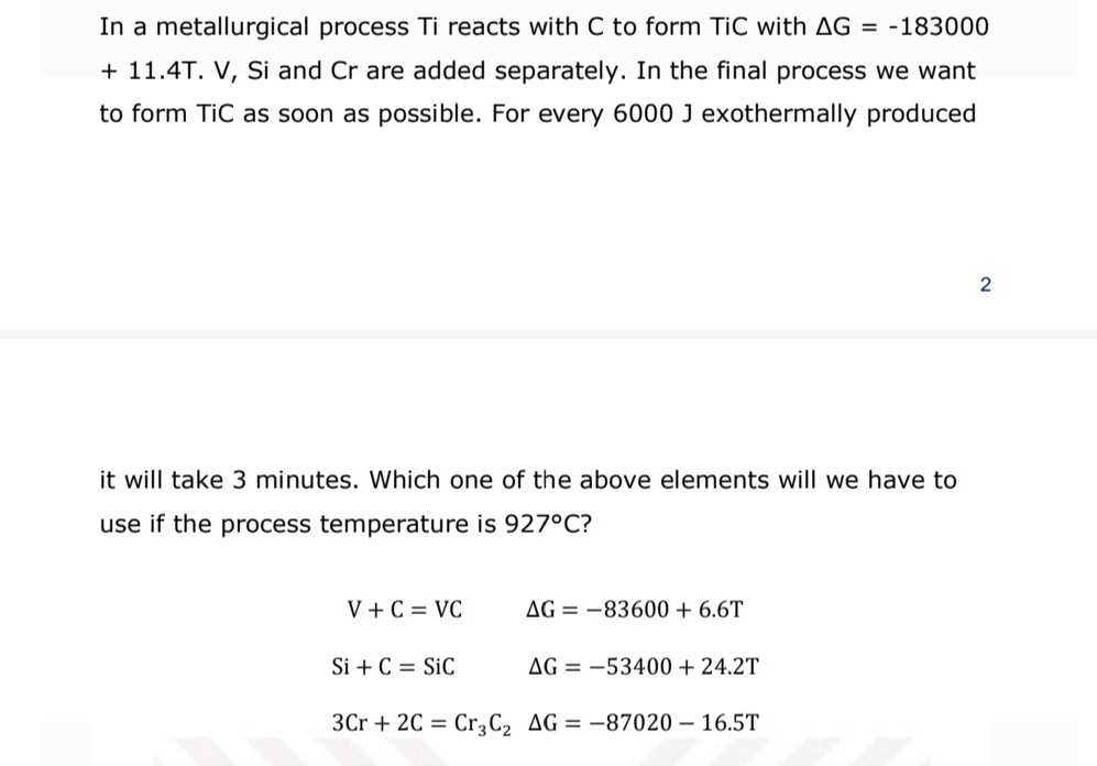 Solved In a metallurgical process Ti ﻿reacts with C ﻿to form | Chegg.com