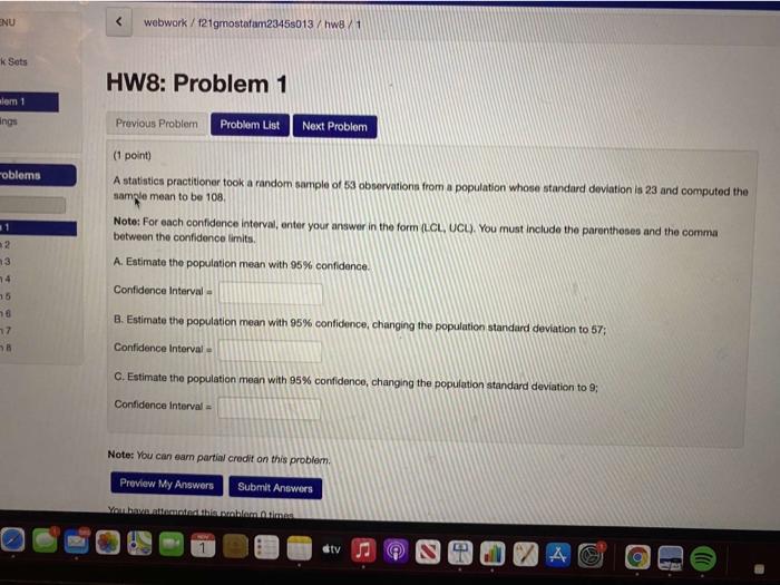 Solved NU webwork / 121gmostafam23455013/hw8/1 k Sets HW8: | Chegg.com