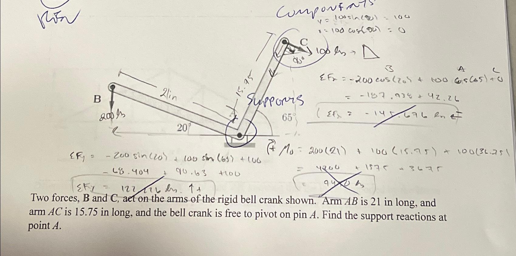 Solved Two forces, B ﻿and C, ﻿aet on the arms of the rigid | Chegg.com