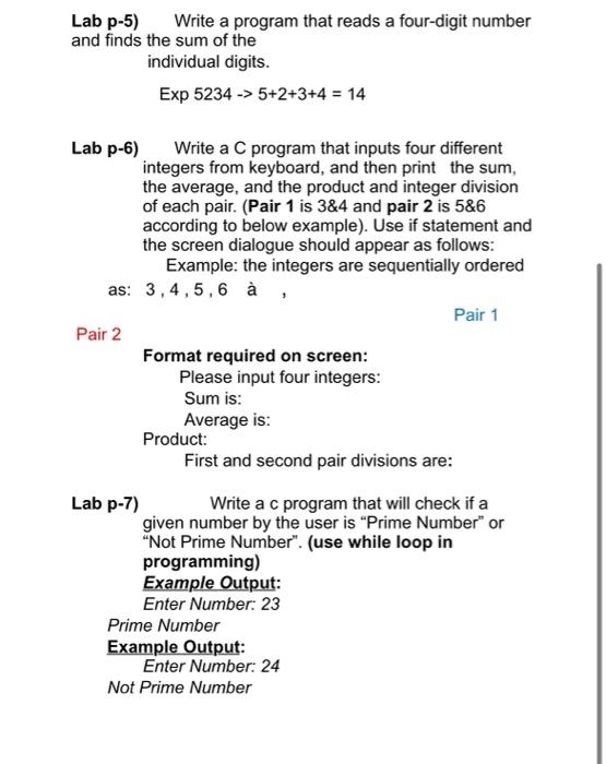Solved Lab p-5) Write a program that reads a four-digit | Chegg.com