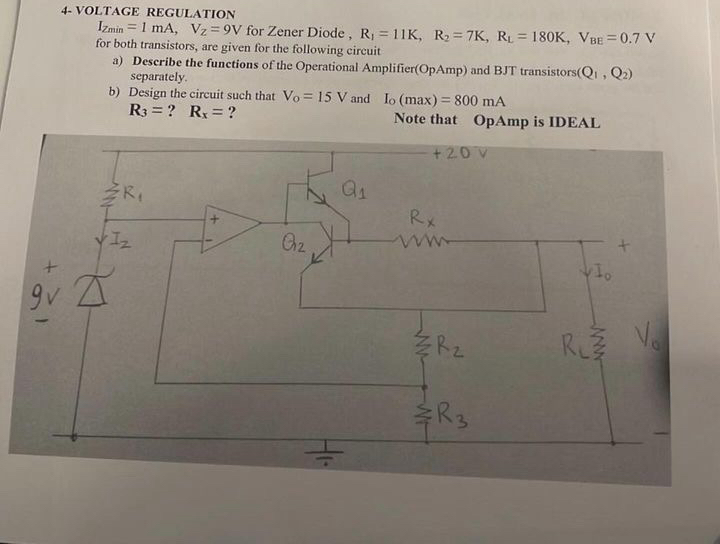 Solved VOLTAGE REGULATIONIZmin =1mA,VZ=9V ﻿for Zener Diode, | Chegg.com