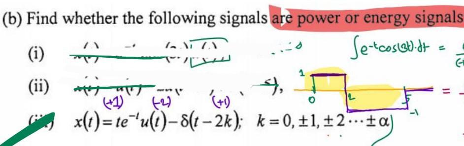Solved (b) Determine whether the following signal is power | Chegg.com
