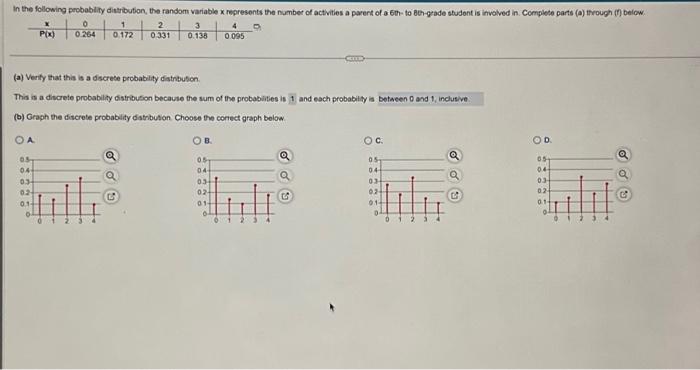 Solved In the following probability ditubution, the random | Chegg.com