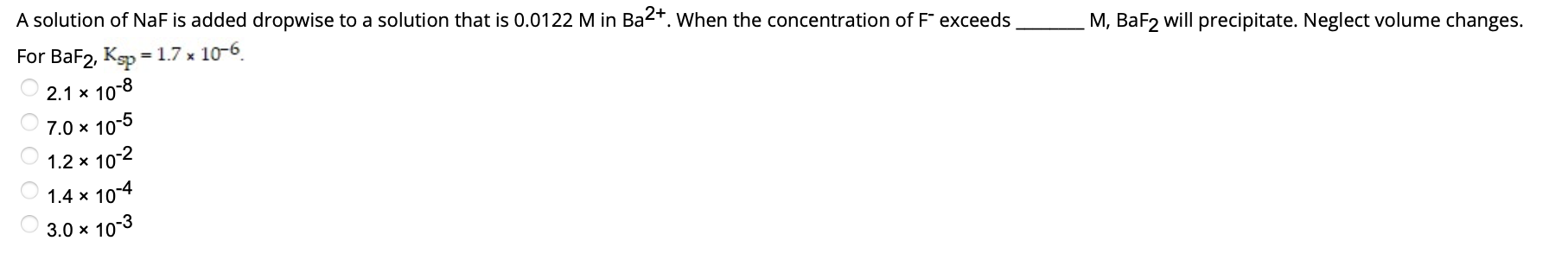 Solved A solution of NaF is added dropwise to a solution | Chegg.com