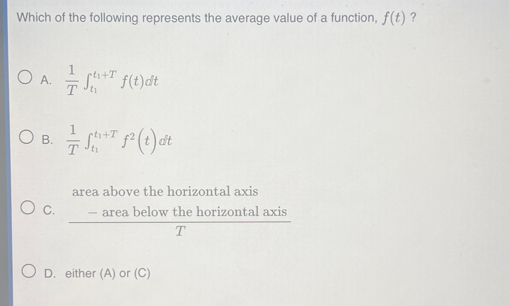 Which of the following represents the average value | Chegg.com
