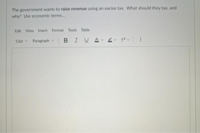 Solved The govemment wants to raise revenue using an excise | Chegg.com