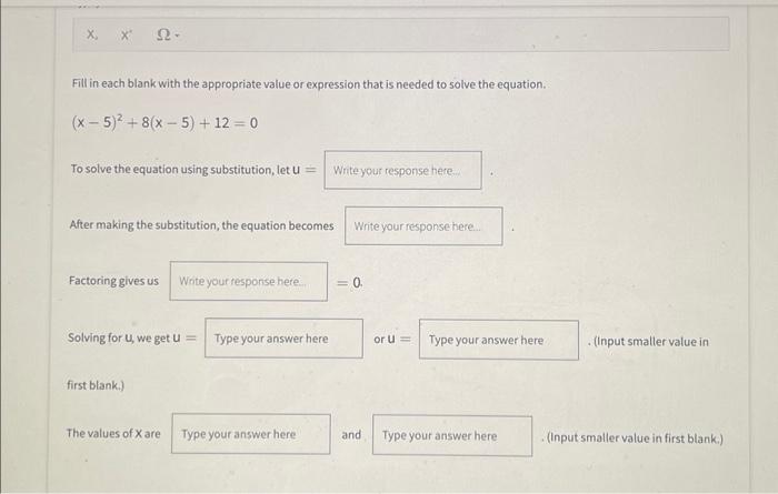 Solved Fill in each blank with the appropriate value or | Chegg.com