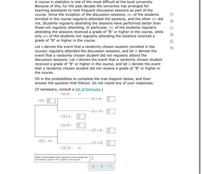 Solved A course in statistics is one of the most difficult | Chegg.com