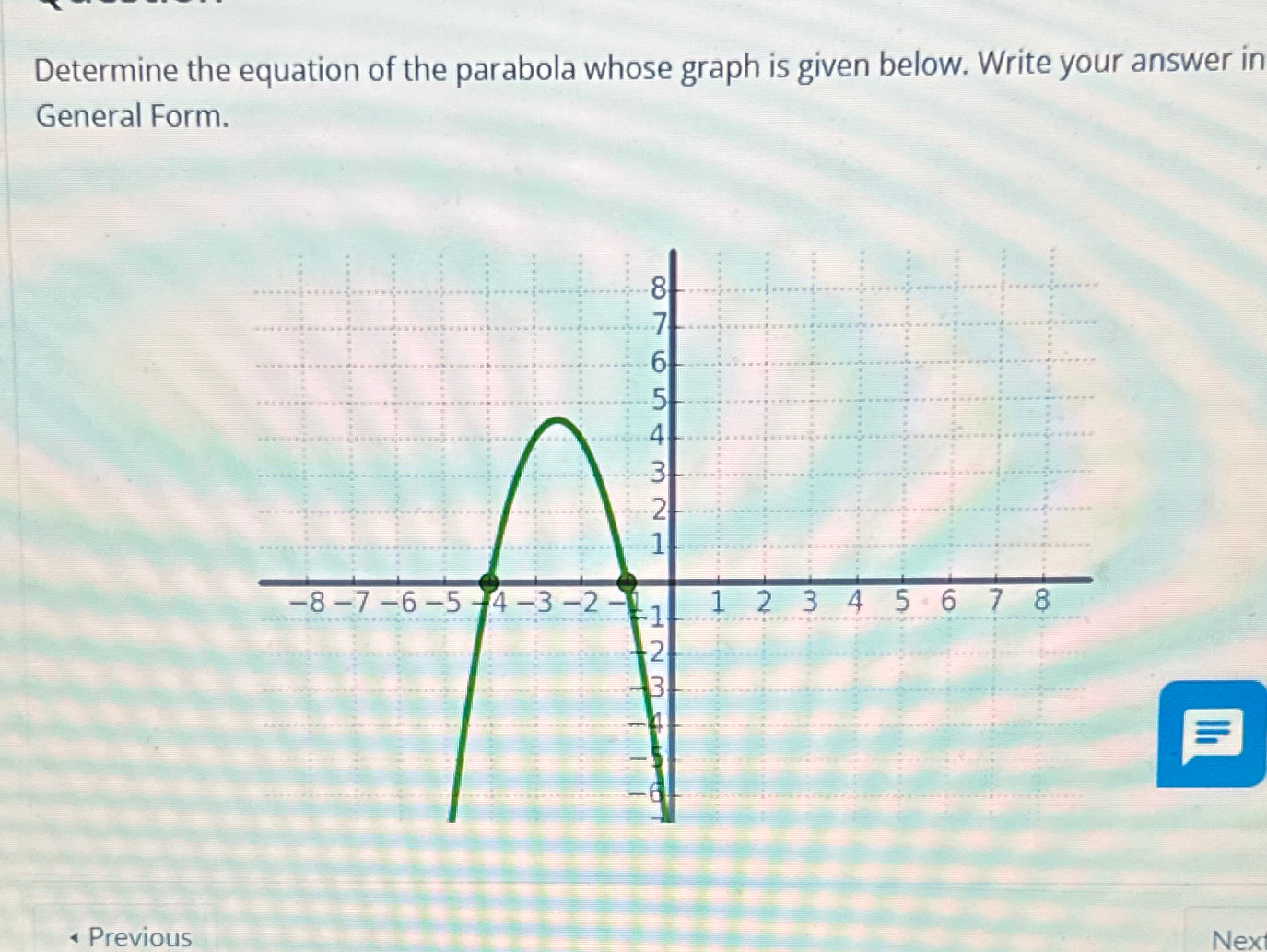 Solved Determine the equation of the parabola whose graph is | Chegg.com