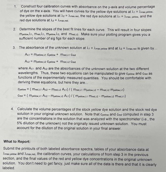 1. Construct four calibration curves with absorbance | Chegg.com