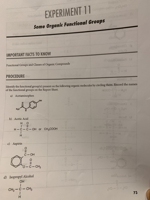 Solved CHC EXPERIMENT 11 Some Organic Functional Groups | Chegg.com