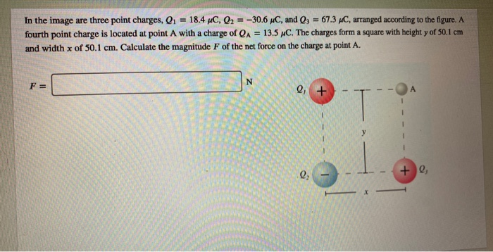 Solved In the image are three point charges, Q1 = 18.4 C, Q2 | Chegg.com