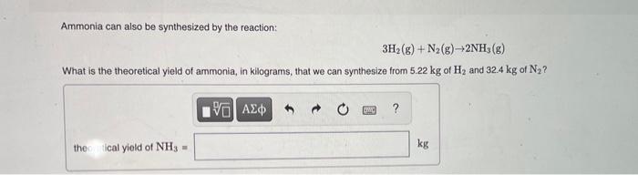 Solved Ammonia can also be synthesized by the reaction: 3H2( | Chegg.com