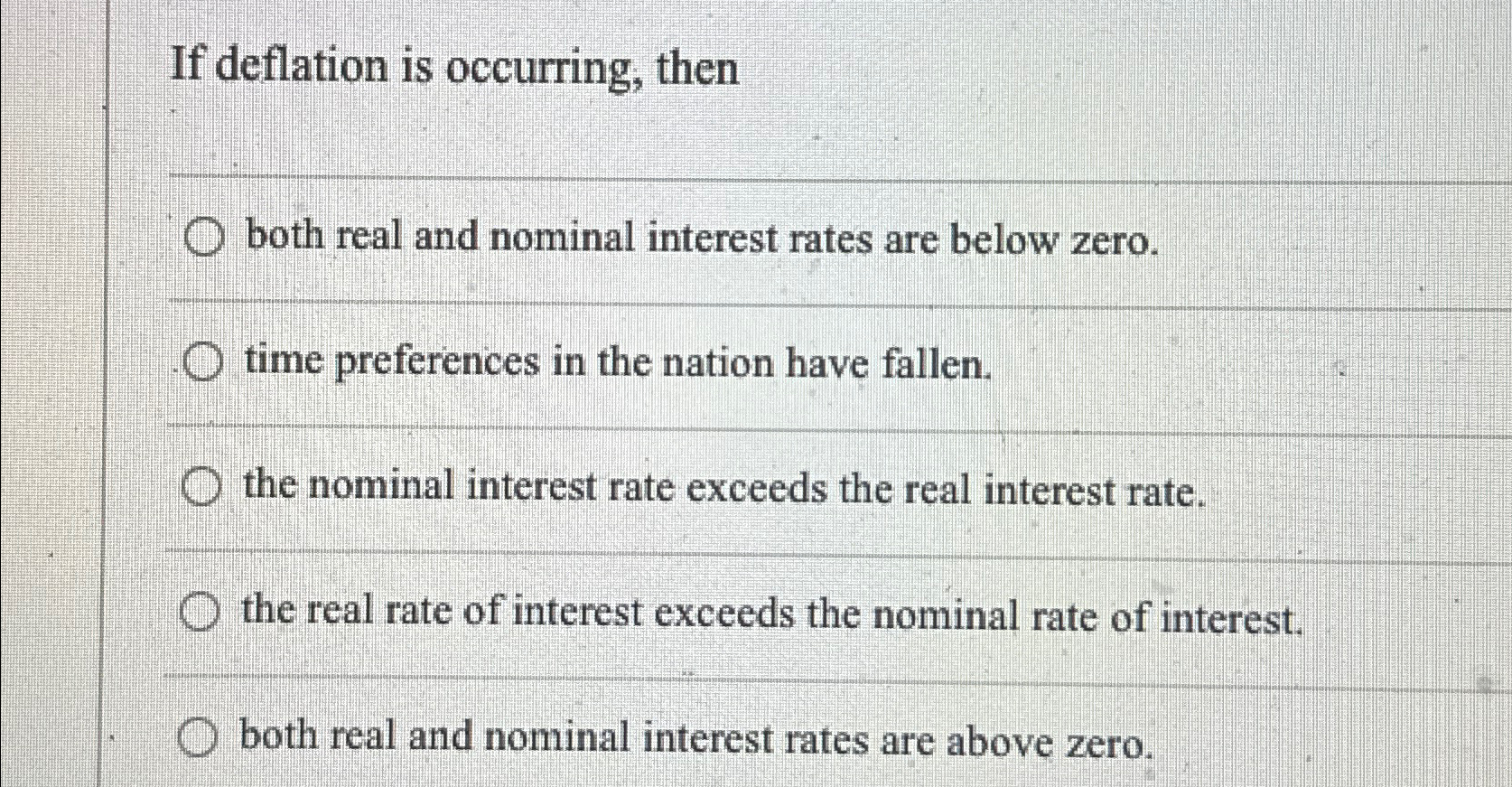 Solved If deflation is occurring, thenboth real and nominal | Chegg.com Solved If deflation is occurring, thenboth real and nominal | Chegg.com