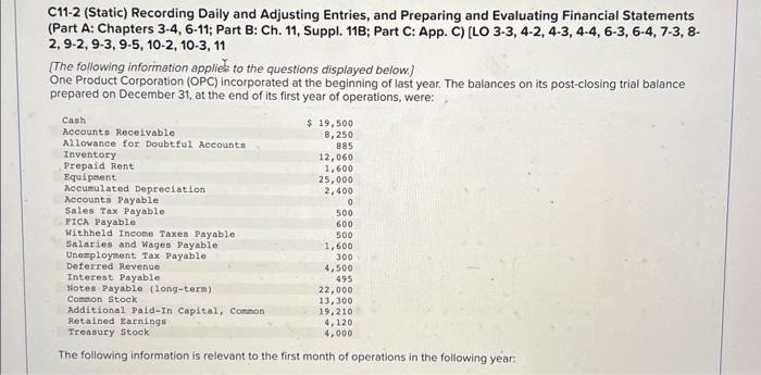 C11-2 (Static) Recording Daily and Adjusting Entries, | Chegg.com