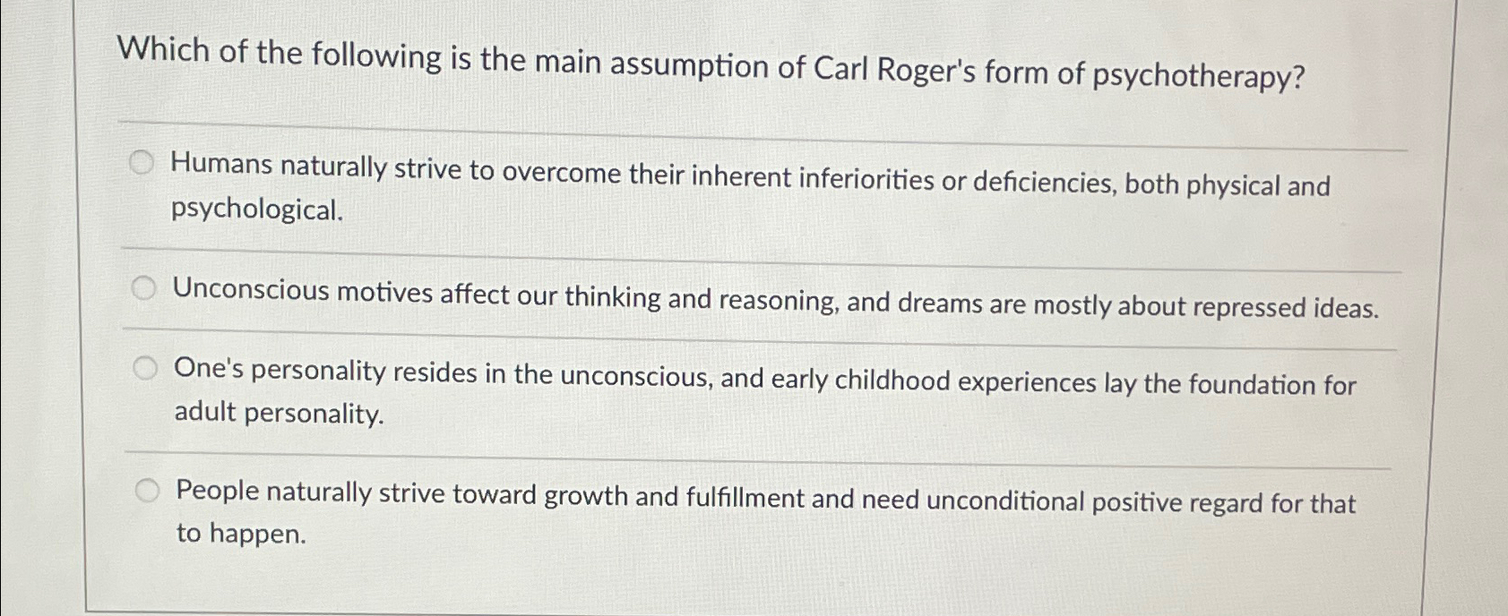 Solved Which of the following is the main assumption of Carl | Chegg.com