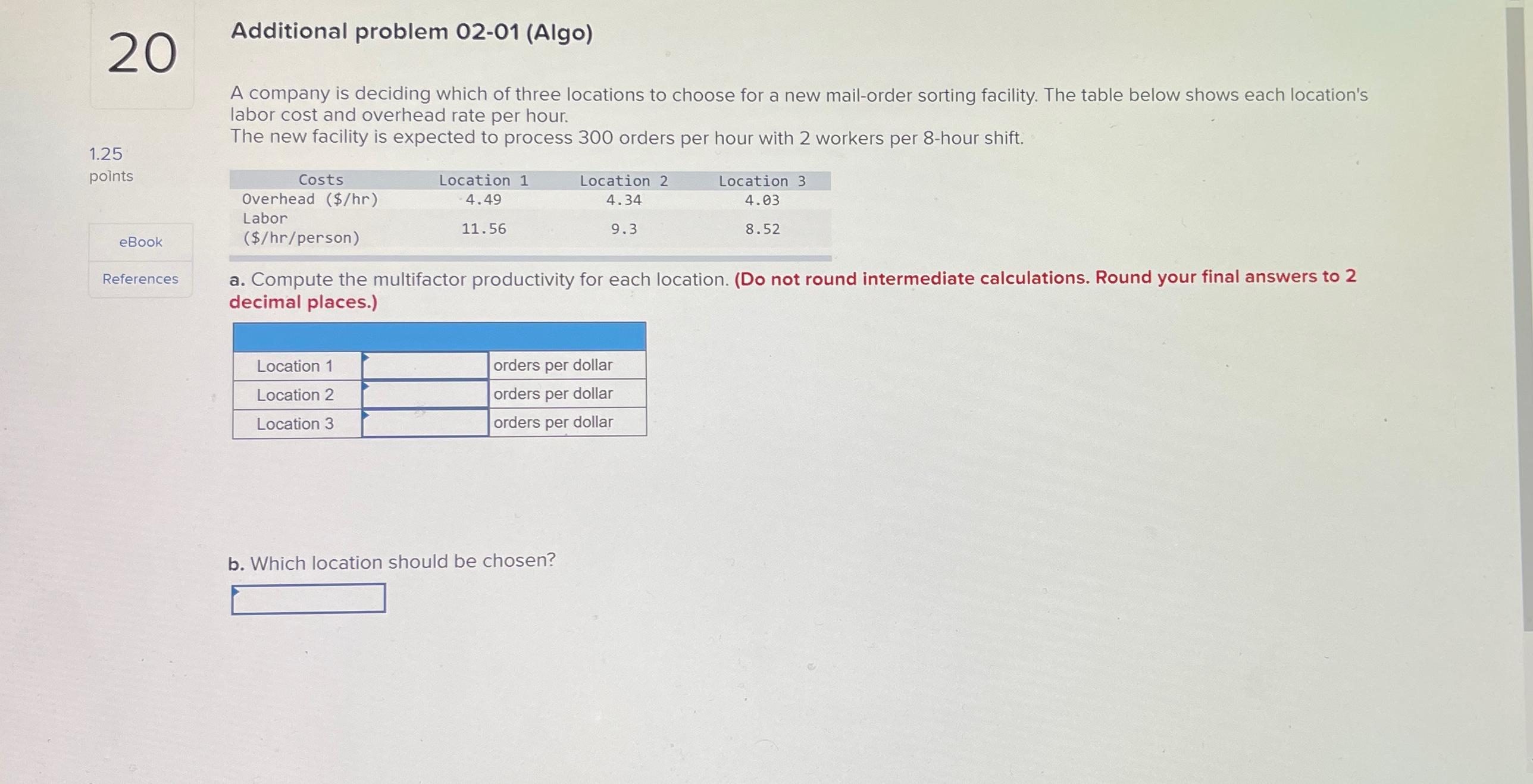 Solved 20 ﻿Additional problem 02-01 (Algo)A company is | Chegg.com