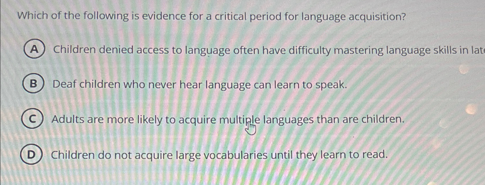 Solved Which of the following is evidence for a critical | Chegg.com