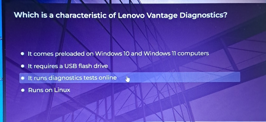 Solved Which is a characteristic of Lenovo Vantage | Chegg.com