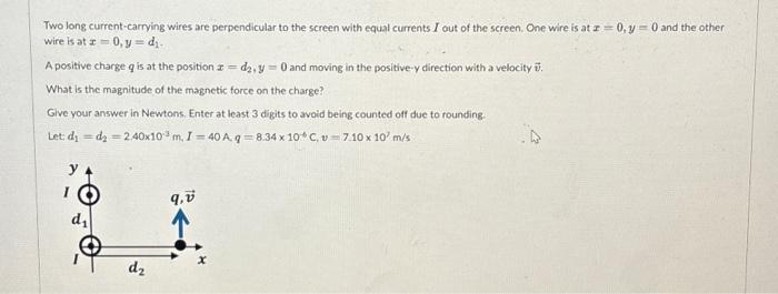 Solved Two long current-carrying wires are perpendicular to | Chegg.com