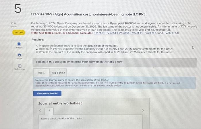 Solved Exercise 10-9 (Algo) Acquisition cost; | Chegg.com
