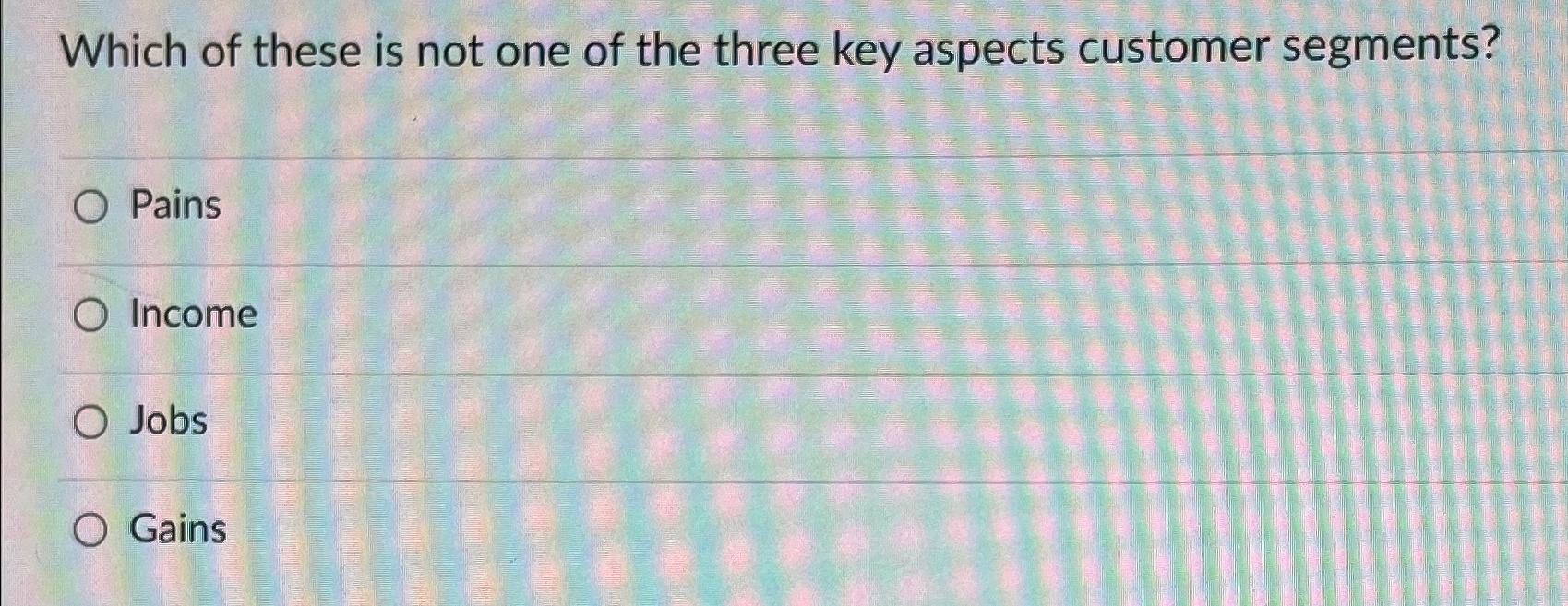 Solved Which of these is not one of the three key aspects | Chegg.com