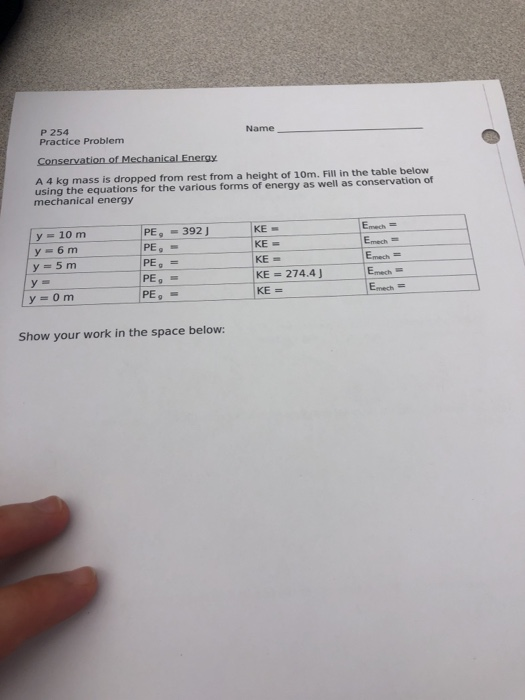 Solved Name P 254 Practice Problem Conservation of | Chegg.com