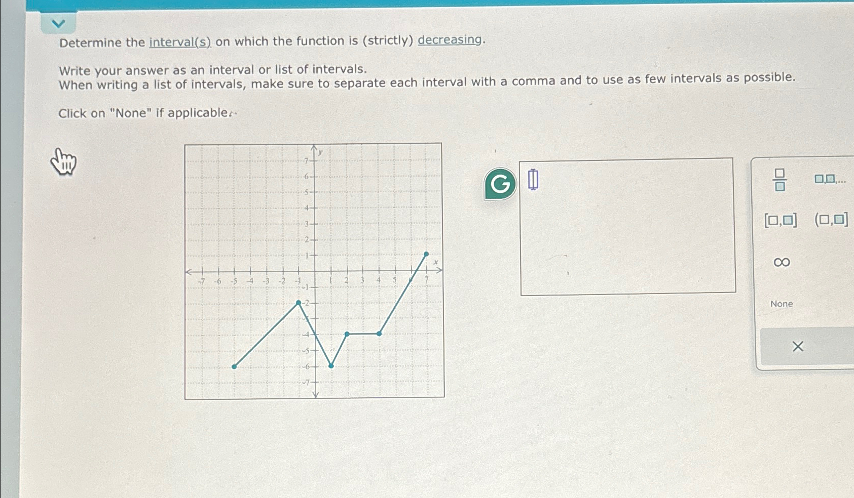 Solved Determine the interval(s) ﻿on which the function is | Chegg.com