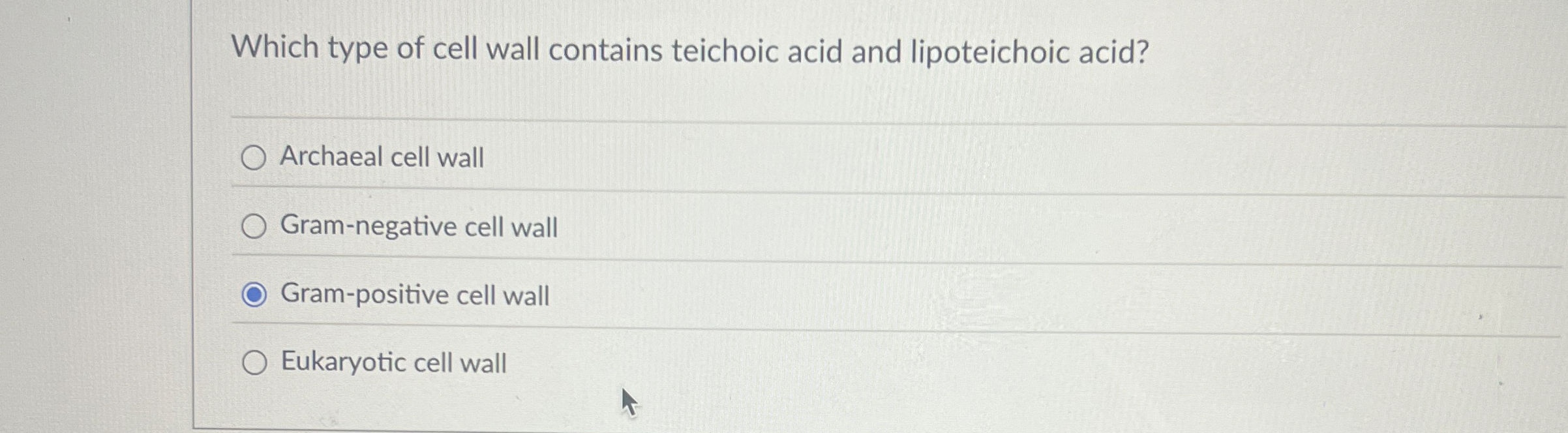 Solved Which type of cell wall contains teichoic acid and | Chegg.com