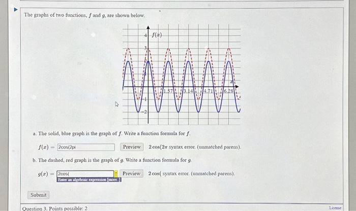 Solved The graphs of two functions, f and g, are shown | Chegg.com