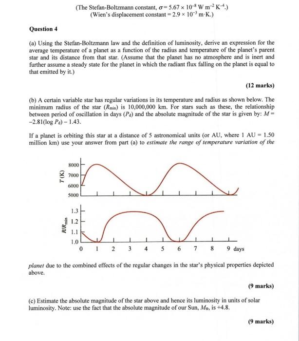 Solved (The Stefan-Boltzmann constant, \\( \\sigma=5.67 | Chegg.com