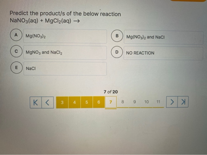 Solved Predict the product/s of the below reaction NaNO3(aq) | Chegg.com