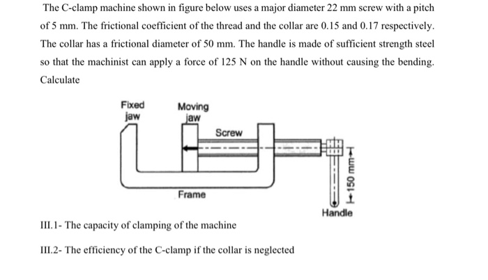 Solved The C-clamp machine shown in figure below uses a | Chegg.com