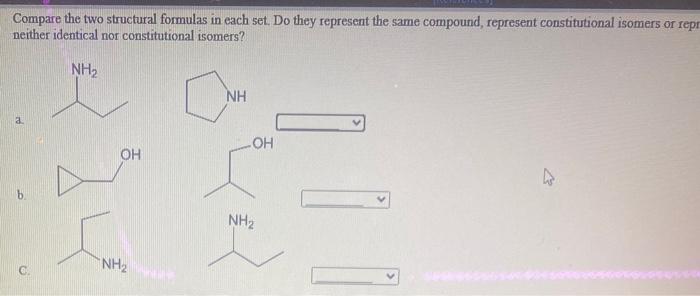 Solved Compare the two structural formulas in each set. Do | Chegg.com
