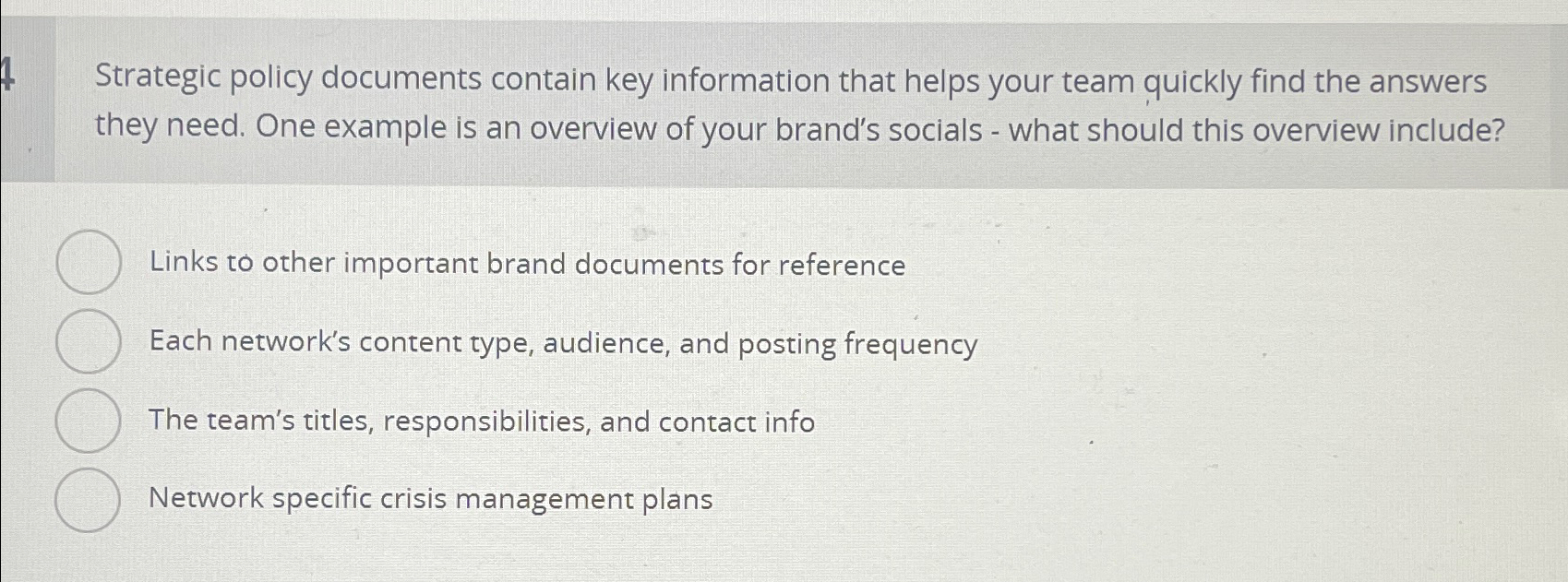 Solved Strategic policy documents contain key information | Chegg.com
