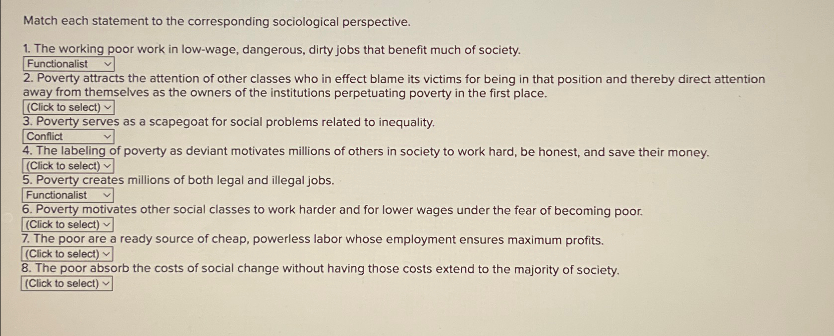 Solved Match each statement to the corresponding | Chegg.com