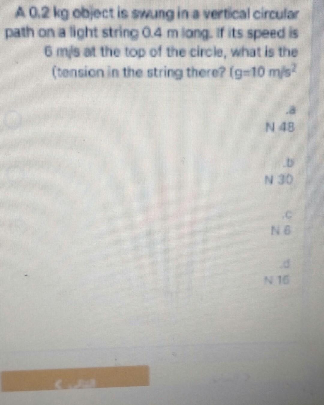 Solved A02 kg object is swung in a vertical circular path on | Chegg.com