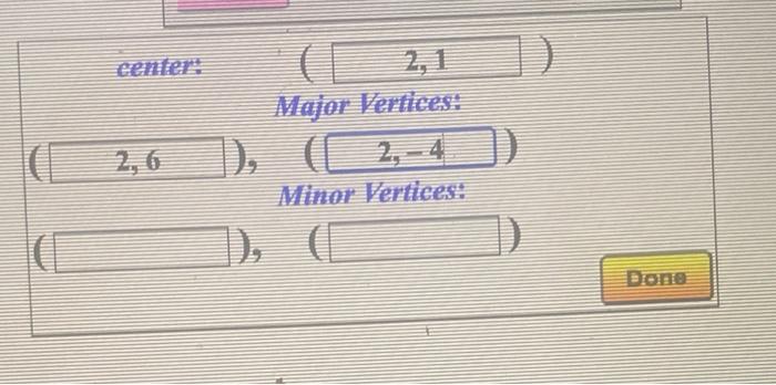 Solved Determine the center and vertices of the ellipse | Chegg.com