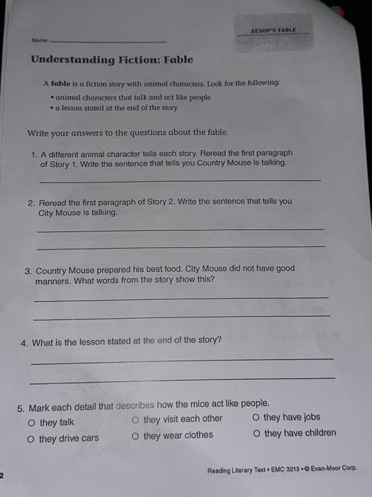 Country Mouse and City Mouse Story 1 I love my simple | Chegg.com