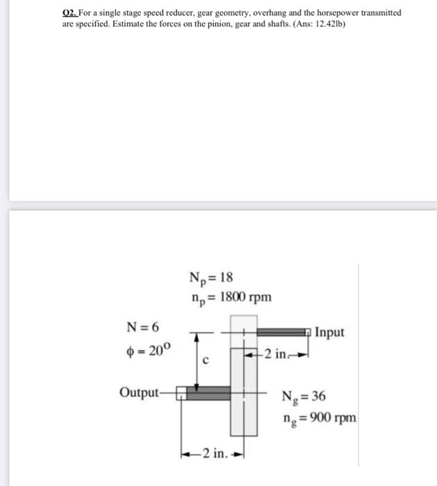 Solved 02. For a single stage speed reducer, gear geometry, | Chegg.com