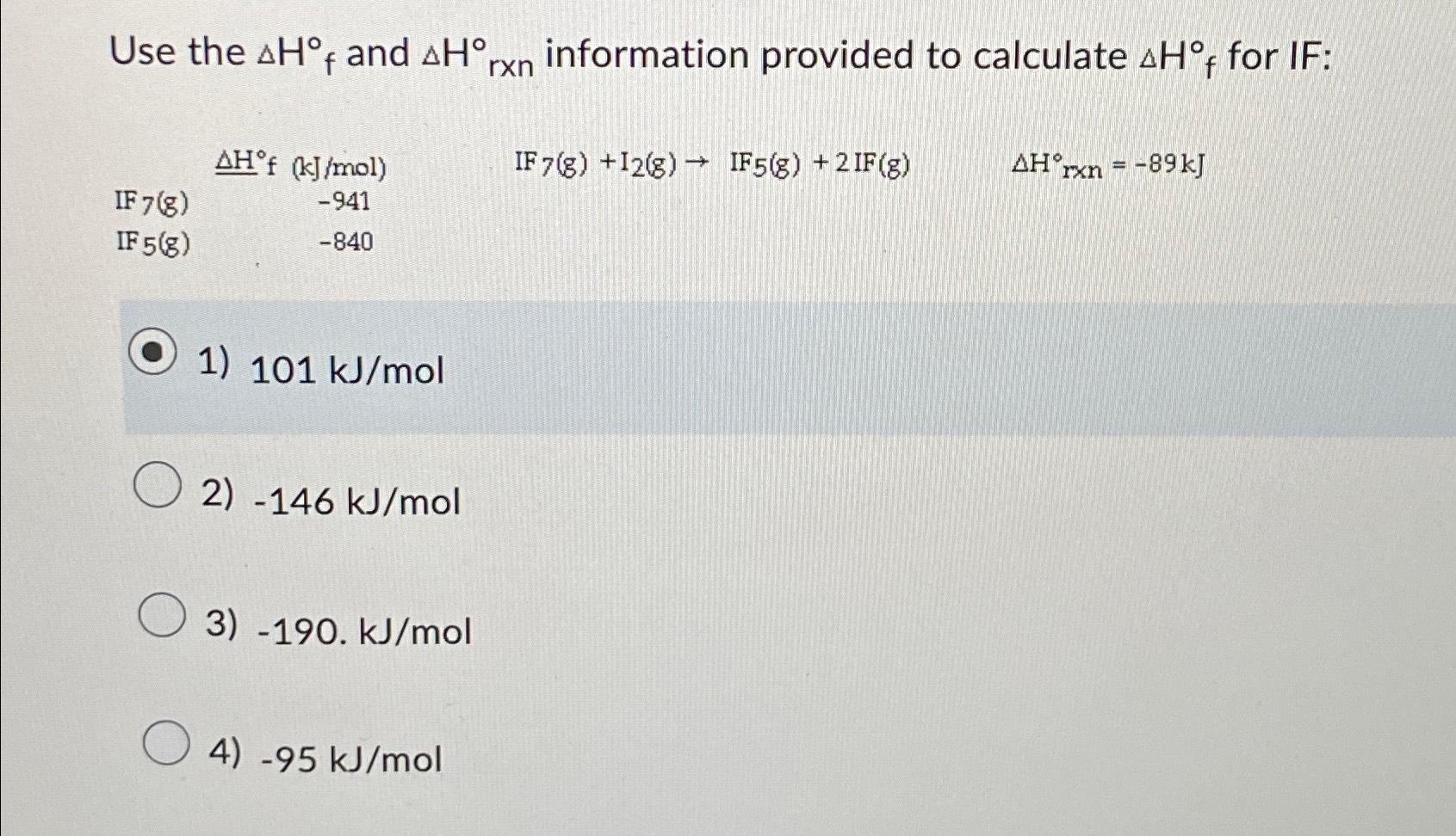 Solved Use the ΔH°?f ﻿and ΔH°?rxn ﻿information provided to | Chegg.com