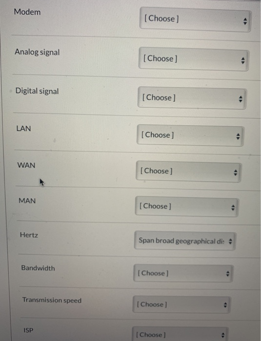 Solved Modem [Choose ] Analog signal [Choose] Digital signal | Chegg.com