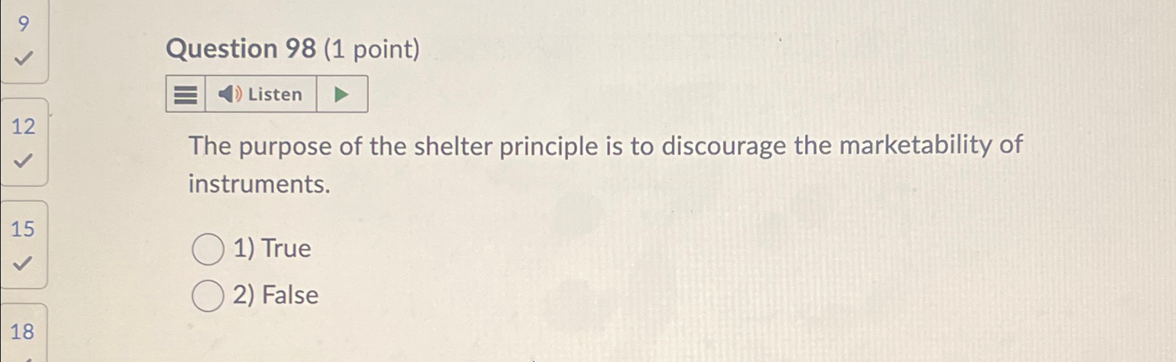Solved Question 98 (1 ﻿point)ListenThe purpose of the | Chegg.com