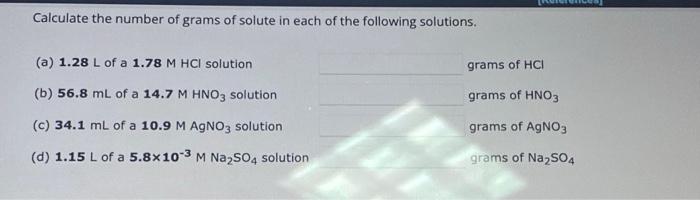 Solved Calculate the number of grams of solute in each of | Chegg.com