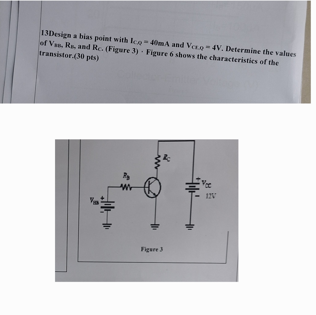 Solved 13Design a bias point with IC,Q=40mA ﻿and VCE,Q=4V. | Chegg.com