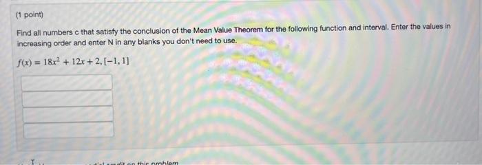 Solved Find all numbers c that satisfy the conclusion of the | Chegg.com