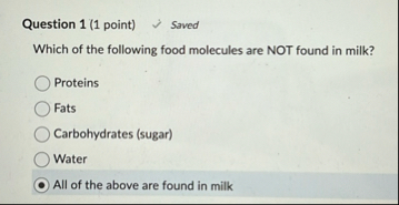 Solved Question 1 (1 ﻿point), ﻿SavedWhich of the following | Chegg.com
